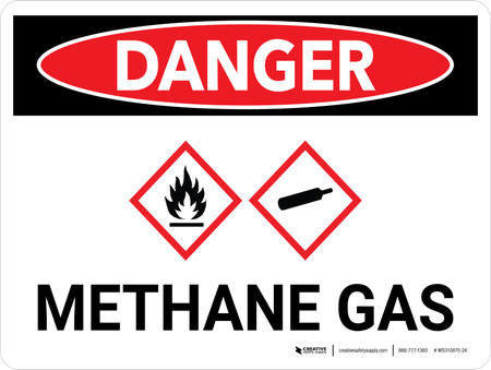 Danger: Methane Gas Landscape with Graphic - Wall Sign
