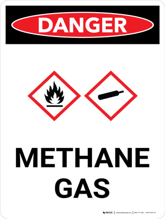 Danger: Methane Gas Portrait with Graphic - Wall Sign