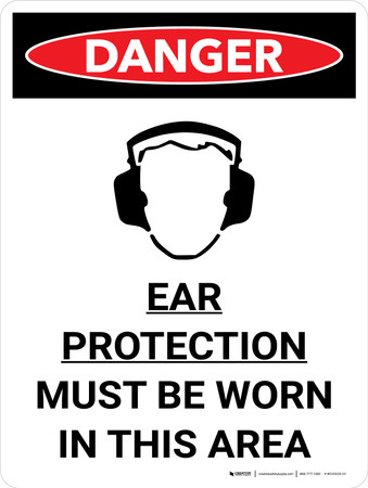 Danger: PPE Ear Protection Required In Area Portrait with Graphic ...