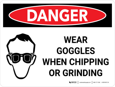 Danger: PPE Wear Goggles When Chipping and Grinding Landscape with ...