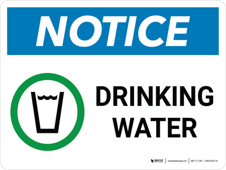 Notice: Drinking Water Landscape with Graphic | Creative Safety Supply