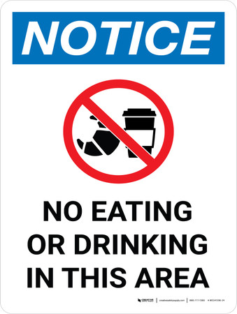 Notice: No Eating or Drinking in This Area Portrait with Graphic