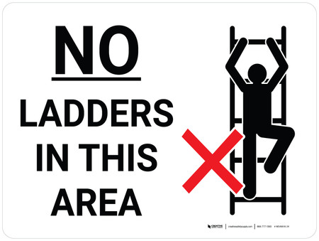No Ladders In This Area Landscape with Icon - Wall Sign