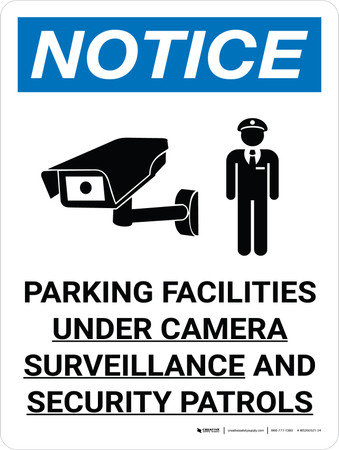 Notice: Parking Facilities Under Camera Surveillance Portrait with Icon ...