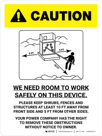 Caution: We Need Room To Work Safely On This Device Portrait - Wall Sign