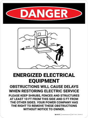Danger: Energized Electrical Equipment - Obstructions Will Cause Delays ...