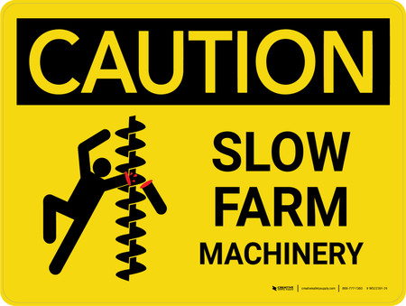 Caution: Slow Farm Machinery Landscape - Wall Sign