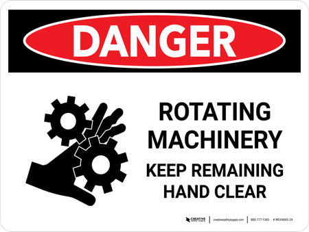 Danger: Rotating Machinery Keep Remaining Landscape - Wall Sign