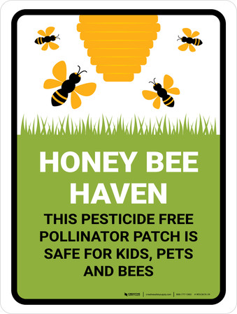 Honey Bee Haven - Pesticide Free Pollinator Patch Portrait - Wall Sign ...