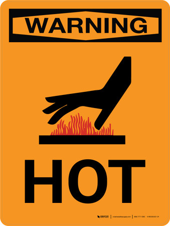 Warning: Hot Portrait With Hot Surface Icon - Wall Sign