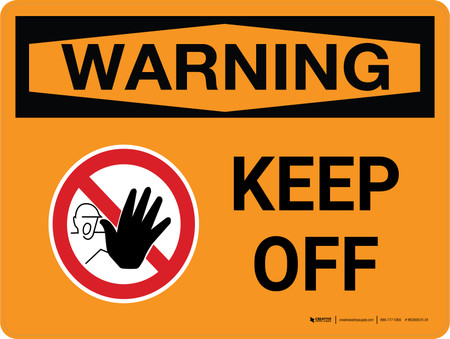 Warning: Keep Off Landscape With Icon - Wall Sign