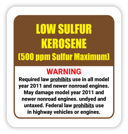 Low Sulfur Kerosene - Diesel Pump Label