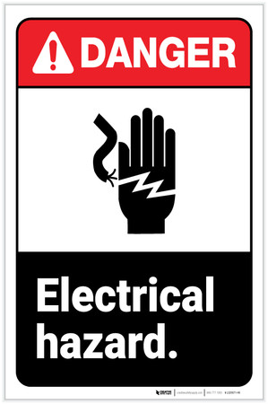Danger: Electrical Hazard ANSI with Icon Portrait - Label