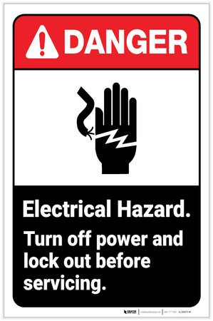 Danger: Electrical Hazard - Turn Off Power and Lock Out ANSI with Icon ...