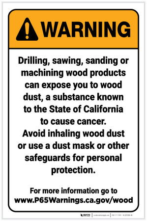 Warning: Raw Wood Exposure Prop 65 Portrait - Label