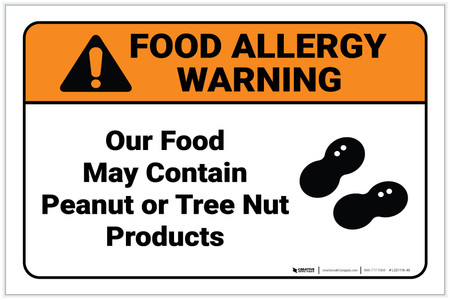 Warning: Our Food May Contain Peanut or Tree Nut Products with Icon ...
