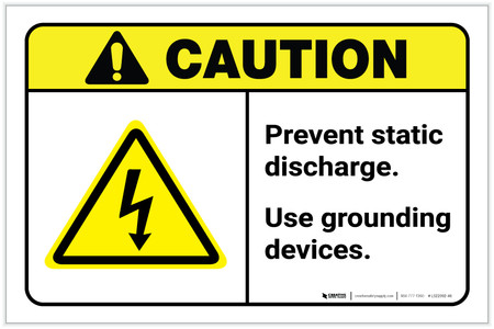 Caution: Prevent Static Discharge ANSI Landscape - Label