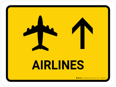 Airlines With Up Arrow Yellow Landscape - Wall Sign