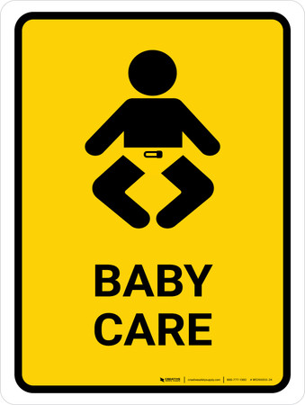 Baby Care Yellow Portrait - Wall Sign