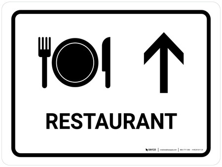Restaurant With Up Arrow White Landscape - Wall Sign