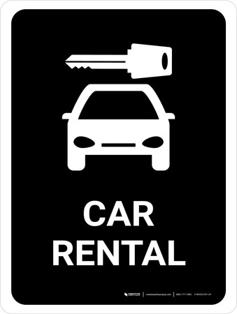 Car Rental Black Portrait - Wall Sign