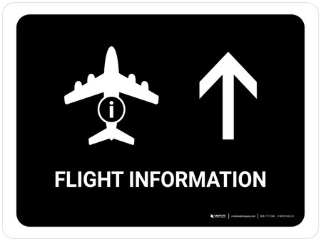 Flight Information With Up Arrow Black Landscape - Wall Sign
