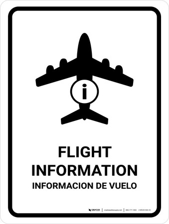 Flight Information White Bilingual Spanish Portrait - Wall Sign