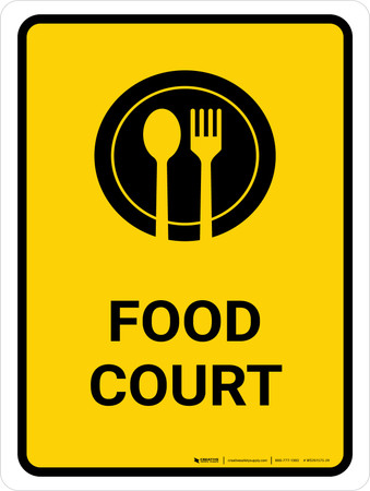 Food Court Yellow Portrait - Wall Sign