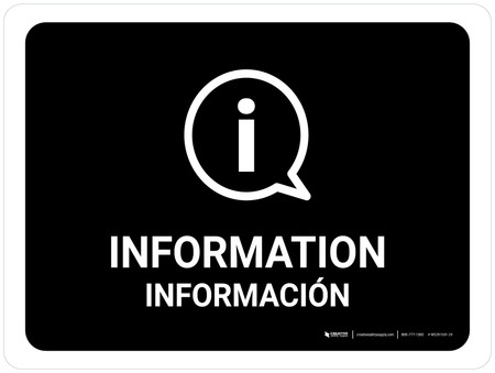 Information Black Bilingual Landscape - Wall Sign