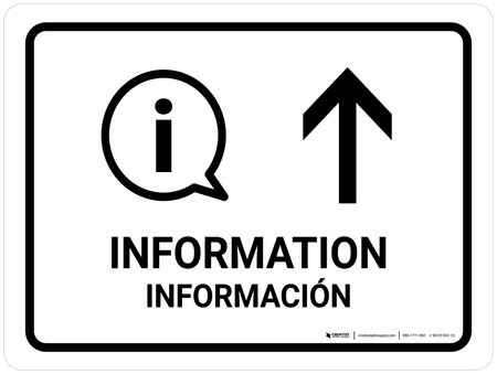 Information With Up Arrow White Bilingual Landscape - Wall Sign ...