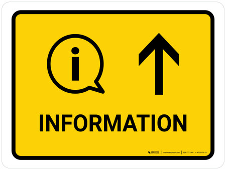 Information With Up Arrow Yellow Landscape - Wall Sign