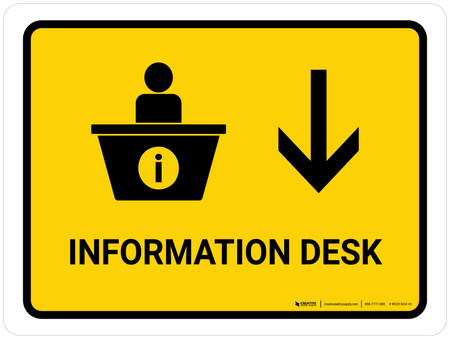 Information With Down Arrow Yellow Portrait - Wall Sign