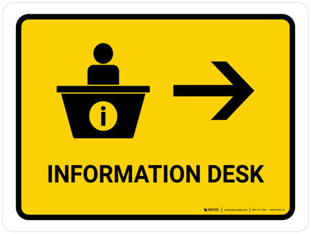 Information With Right Arrow Yellow Portrait - Wall Sign
