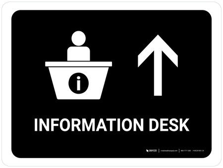 Information With Up Arrow Black Portrait - Wall Sign