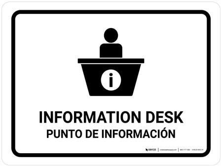 Information Desk White Bilingual Spanish Landscape - Wall Sign