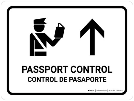 Passport Control With Up Arrow White Bilingual Spanish Landscape - Wall ...