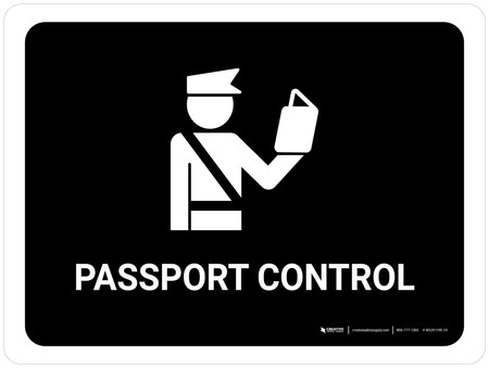 Passport Control Black Landscape - Wall Sign