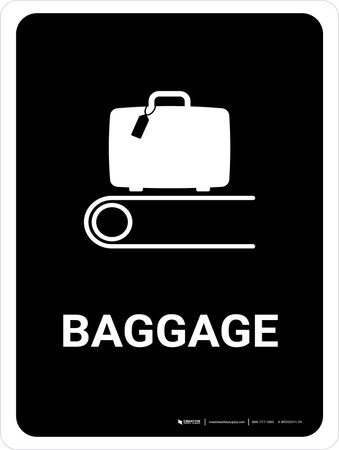Baggage Black Portrait - Wall Sign