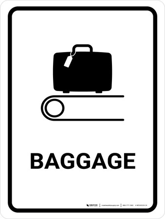 Baggage White Portrait - Wall Sign