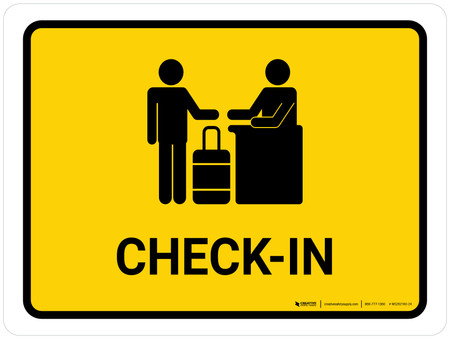 Check In Yellow Landscape - Wall Sign