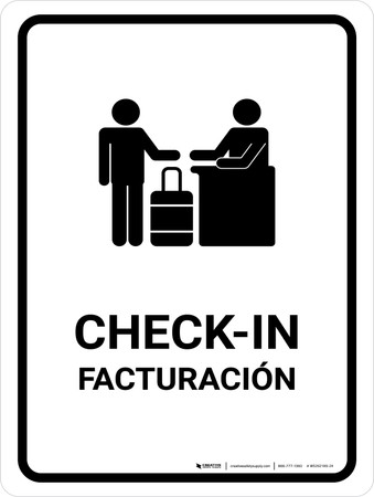 Check-In White Bilingual Spanish Portrait - Wall Sign | Creative Safety ...