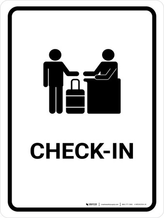 Check-In White Portrait - Wall Sign