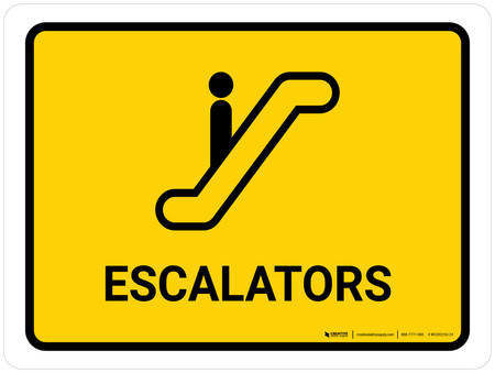 Escalators Yellow Landscape - Wall Sign | Creative Safety Supply