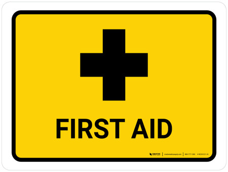First Aid Yellow Landscape - Wall Sign