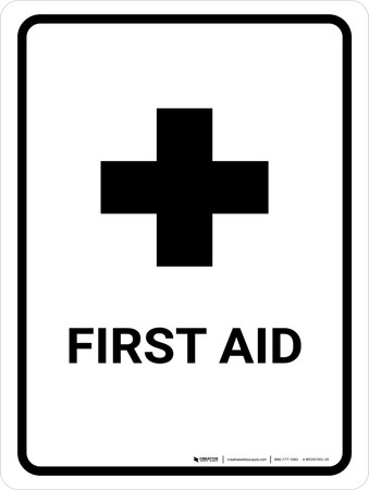 First Aid White Portrait - Wall Sign