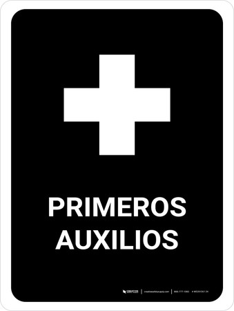 First Aid Black Spanish Portrait - Wall Sign | Creative Safety Supply