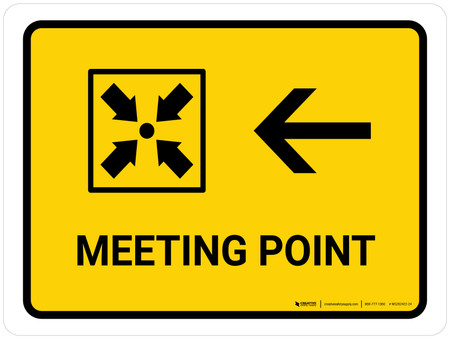 Meeting Point With Left Arrow Yellow Landscape - Wall Sign