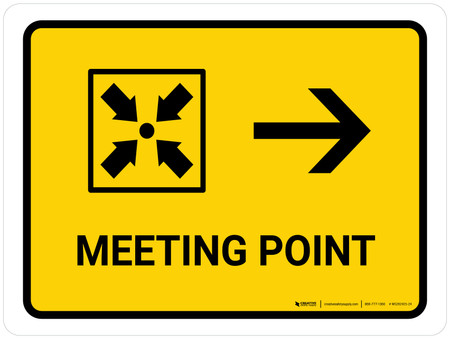 Meeting Point With Right Arrow Yellow Landscape - Wall Sign
