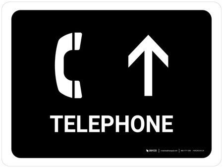 Telephone With Up Arrow Black Landscape - Wall Sign | Creative Safety ...