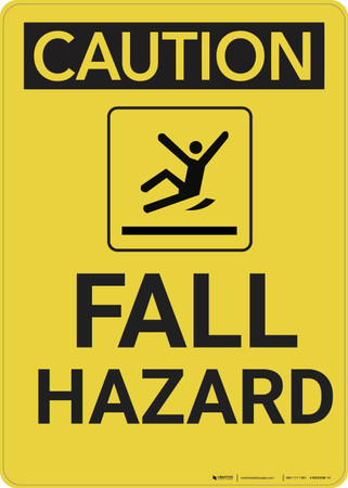 Caution: Fall Hazard Vertical - Wall Sign | Creative Safety Supply